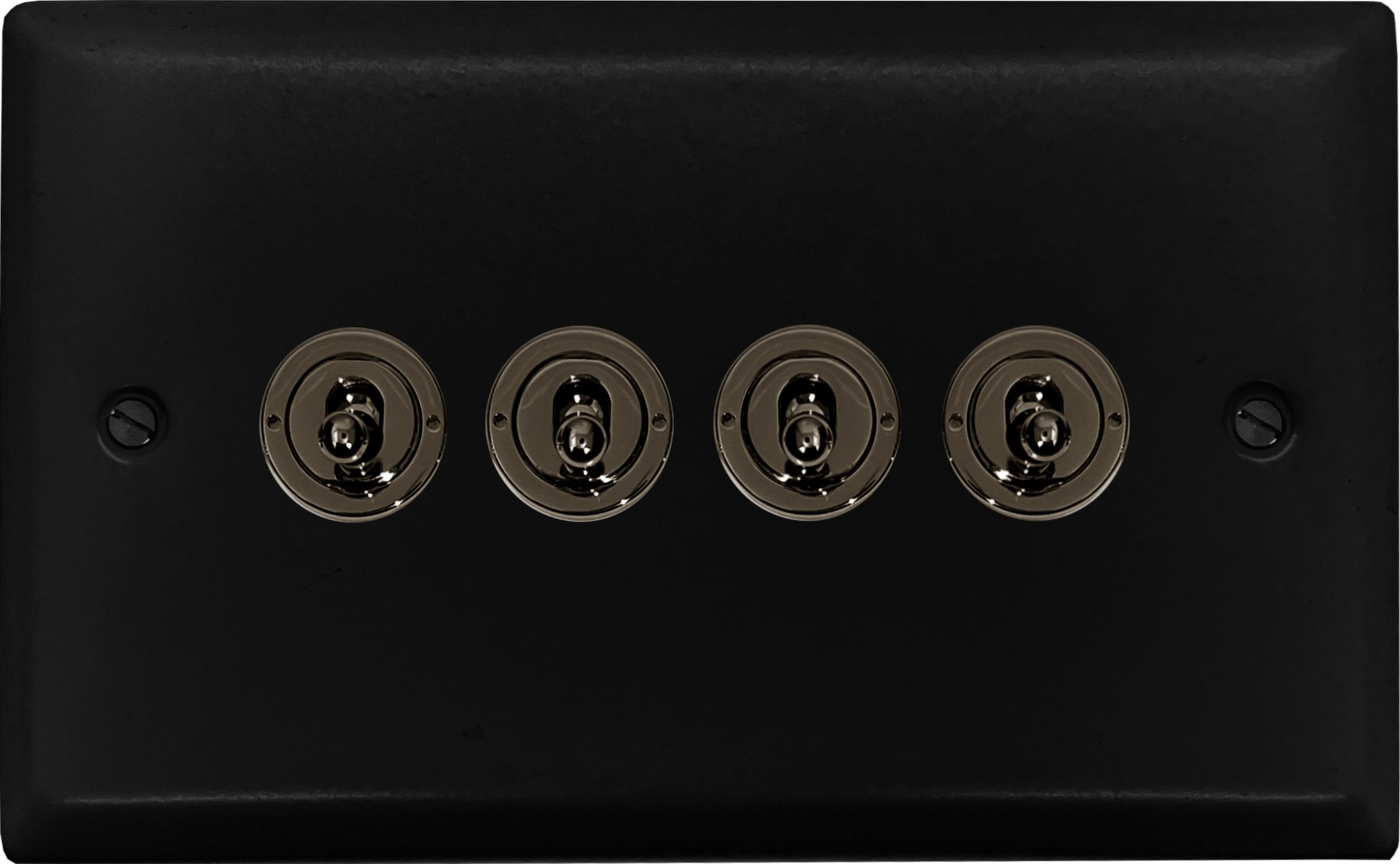 G+H Spectrum Matt Black Toggle Switch (4 Gang)