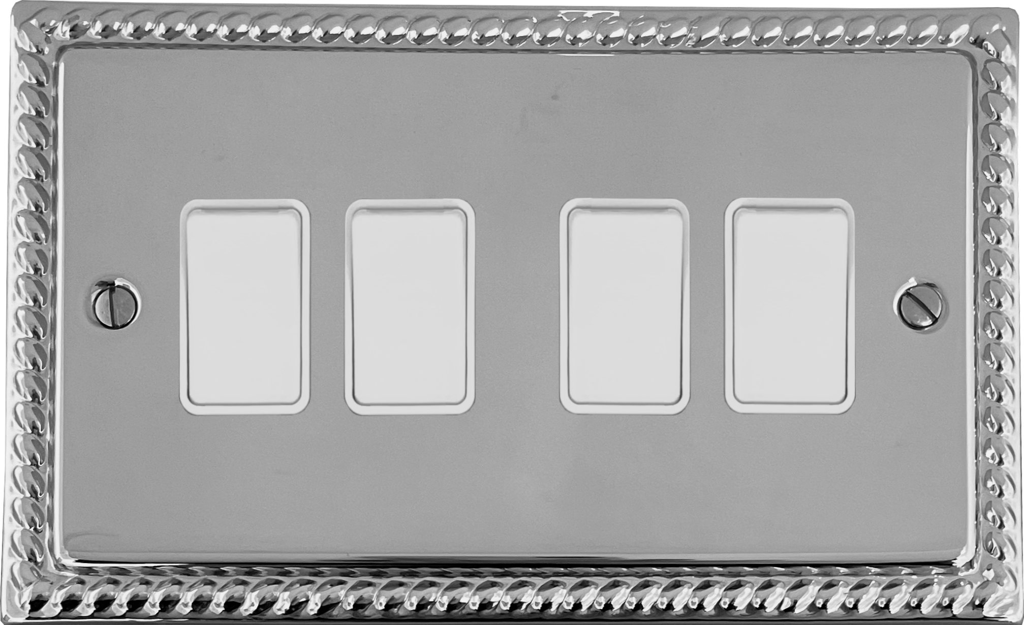 G+H Georgian Polished Chrome Light Switch (4 Gang/White Switches)