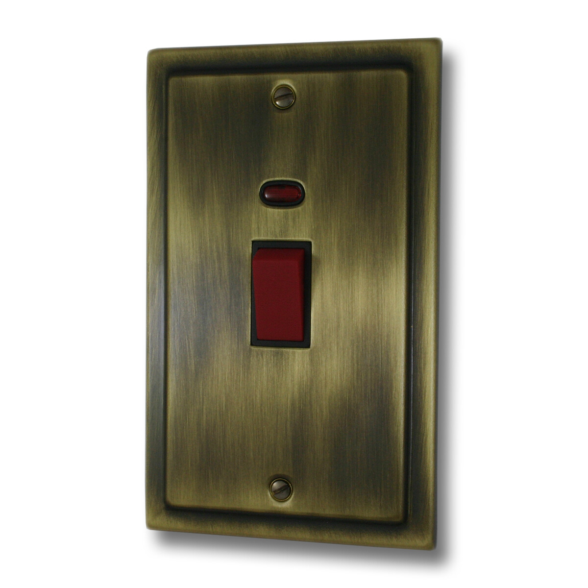G+H Victorian Antique Brass Double Cooker Switch With Neon
