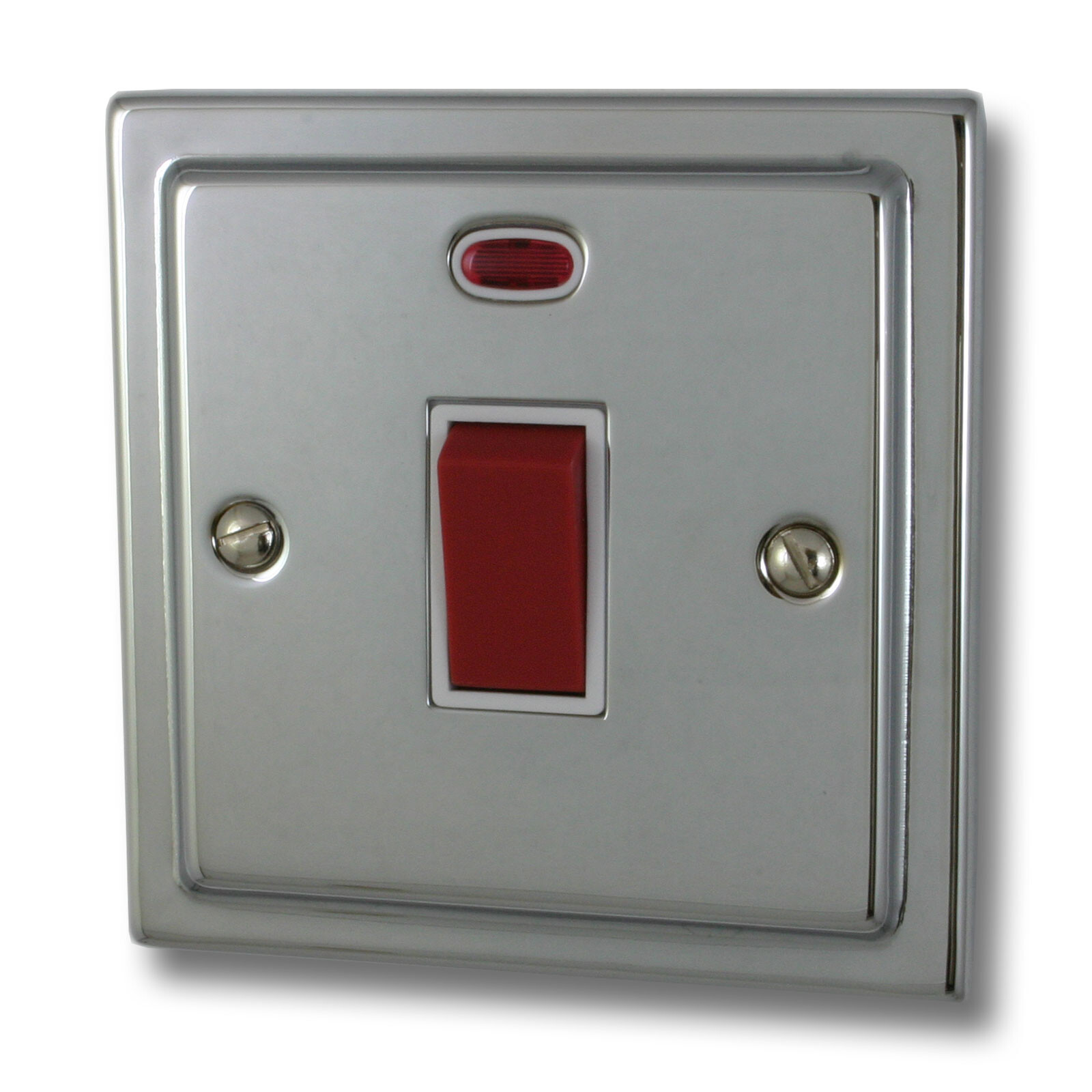 G+H Victorian Polished Chrome Cooker Switch with Neon (White Insert)