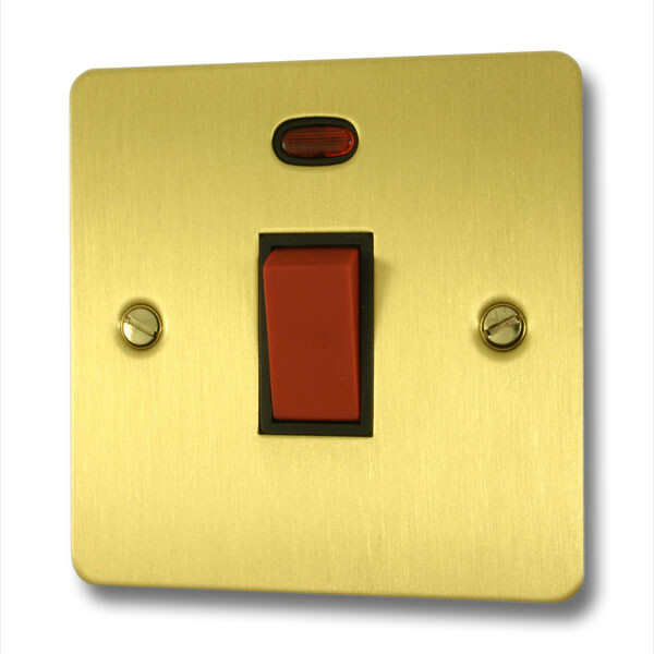 G+H Flat Satin Brass 45 Amp Single Cooker Switch