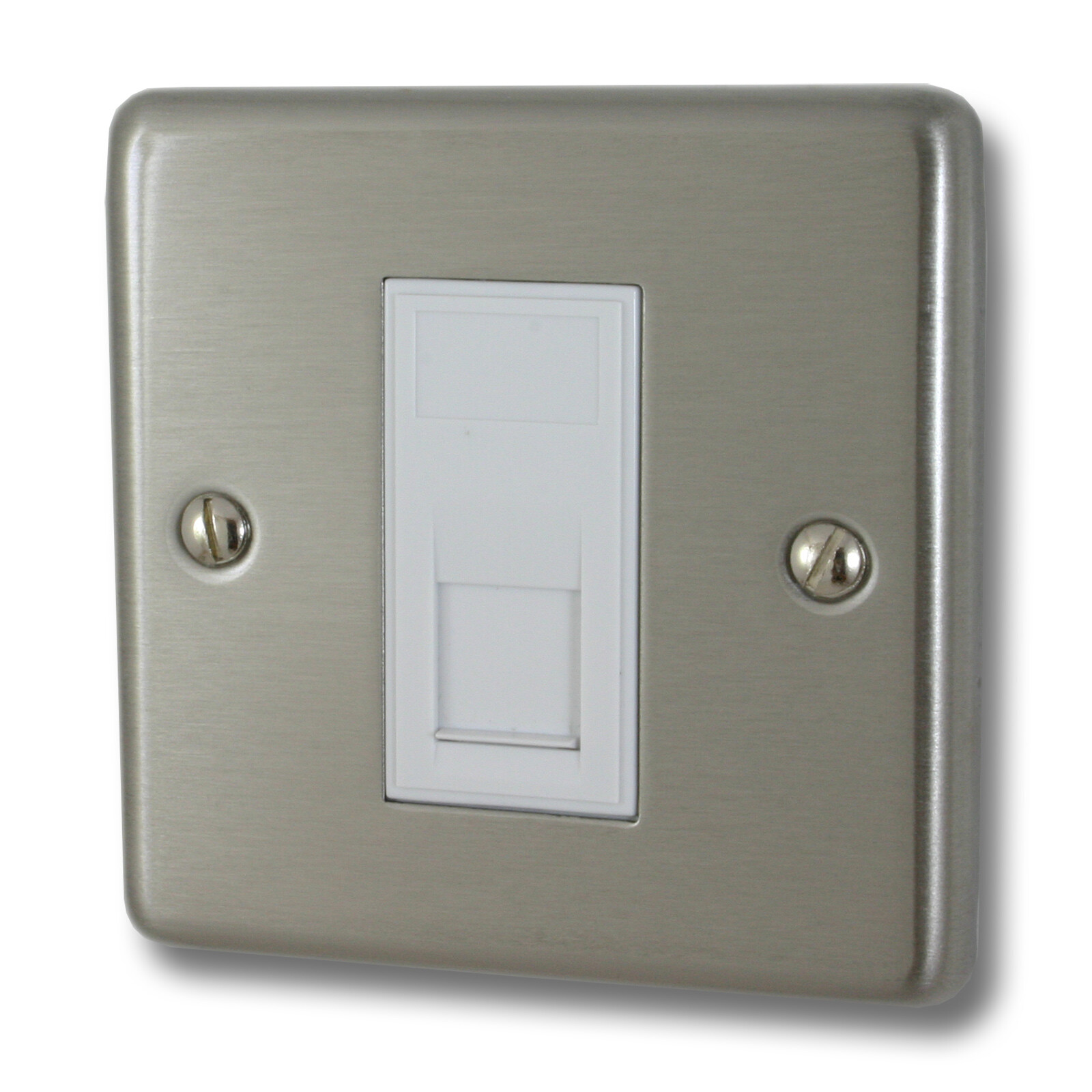 G+H Contour Stainless Steel RJ45 Socket (1 Gang/White Insert)