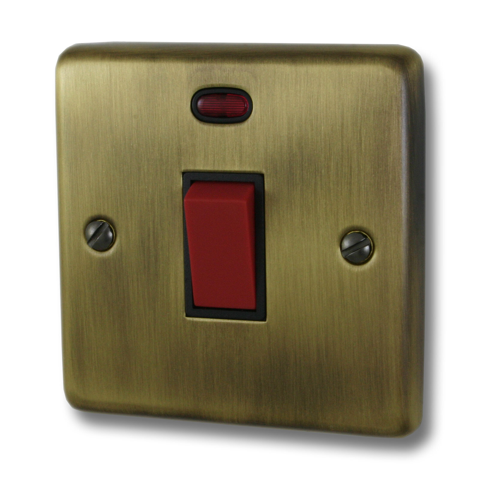 G+H Antique Brass Cooker Switch with Neon (Red Switch)