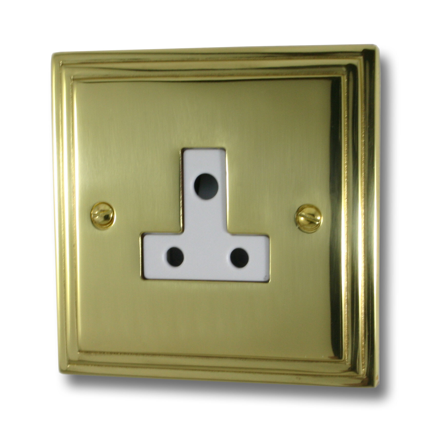 G+H Victorian Polished Brass 5A 3 Pin Socket (White Insert)