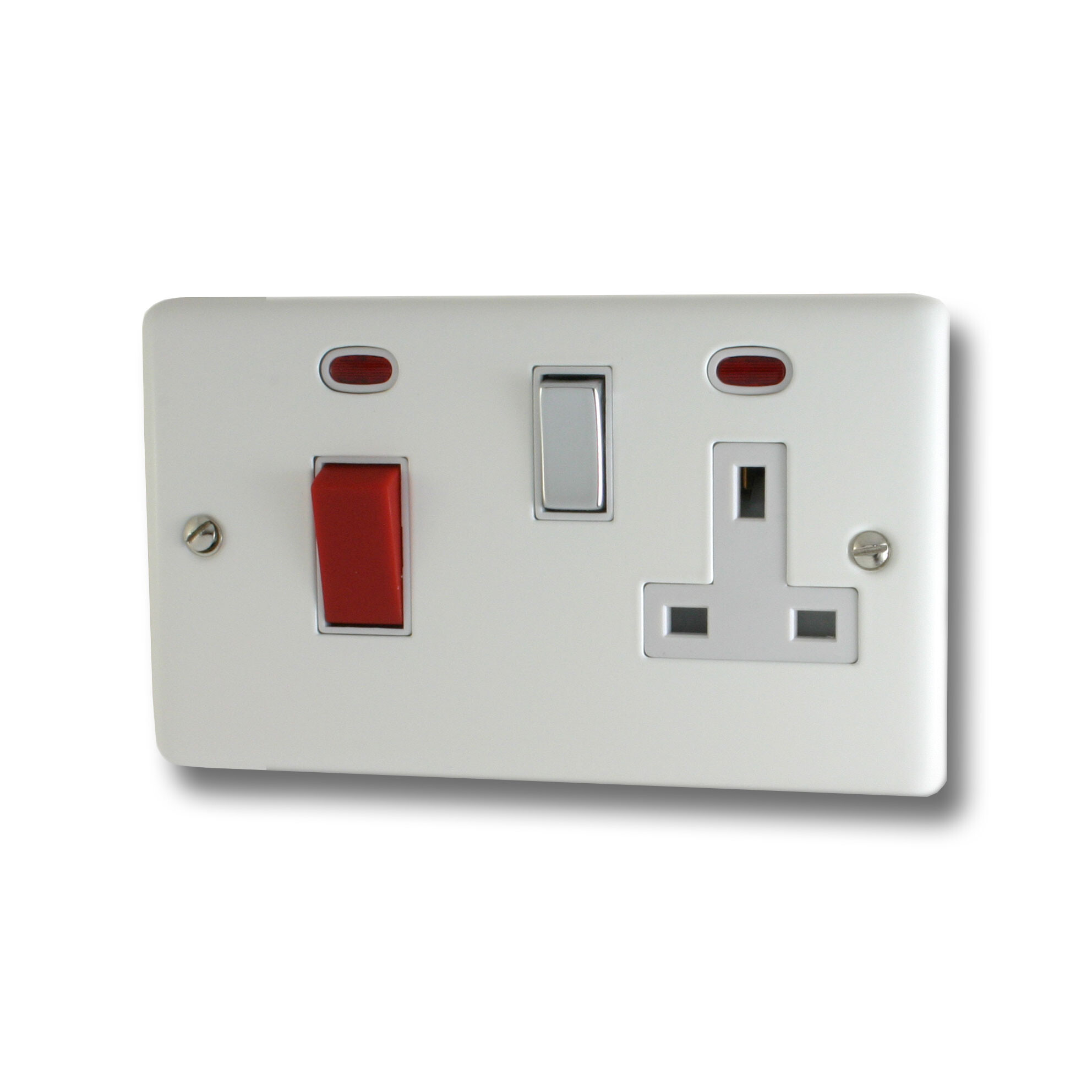 G+H Contour White Cooker Switch with Socket (Metal Switch)