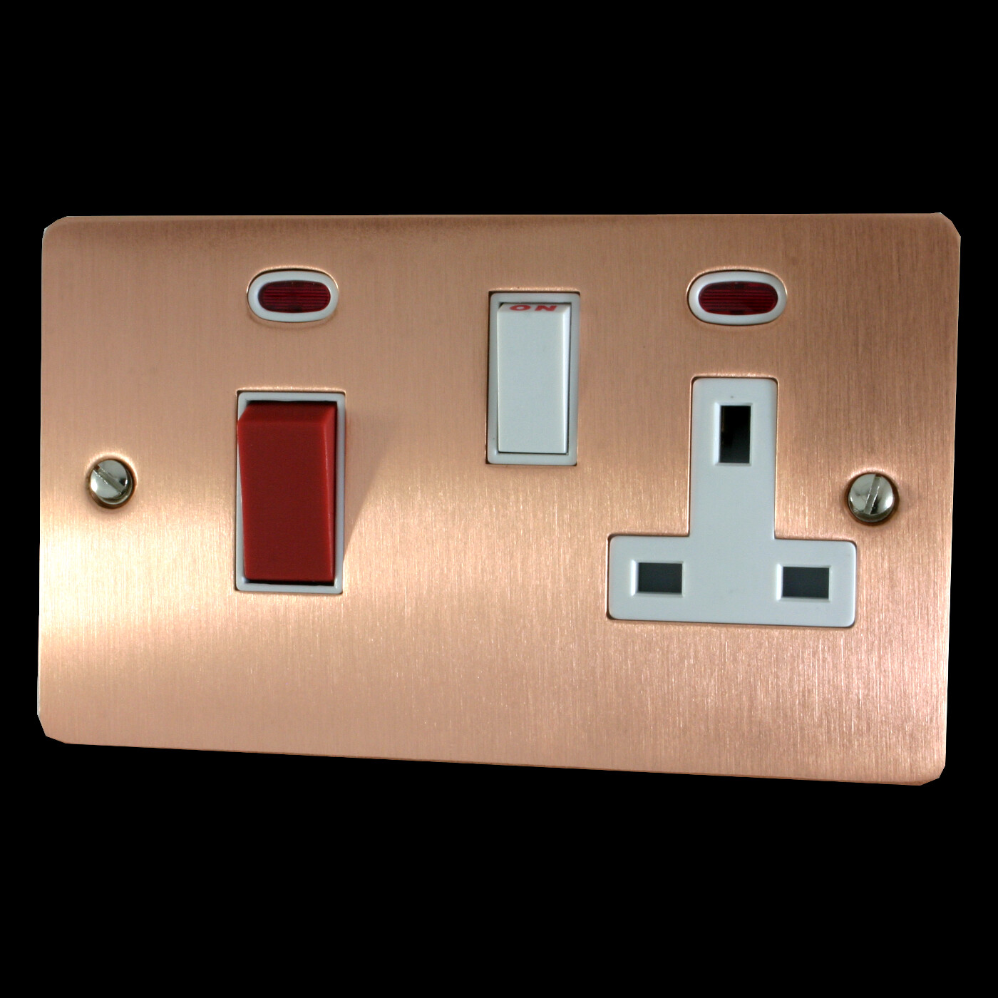 G+H Flat Rose Gold Cooker Switch with Socket (White Switch)