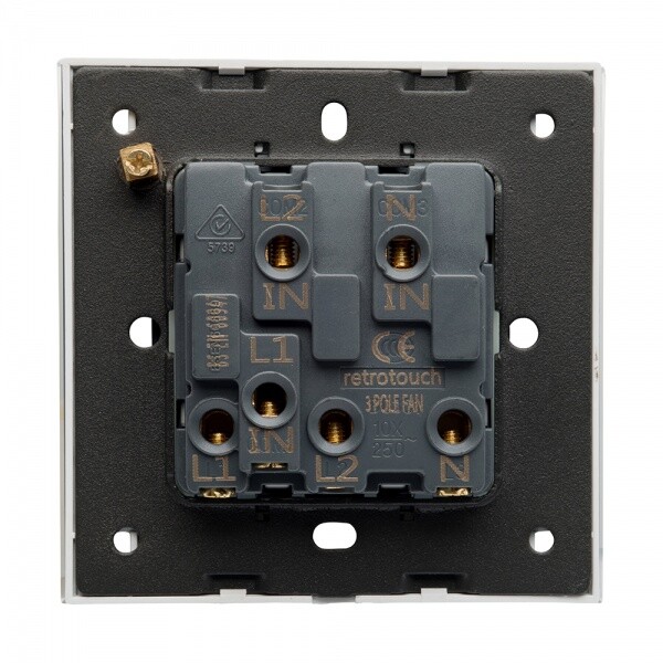 Retrotouch White Intermediate Light Switch (2 Gang/Chrome Trim)