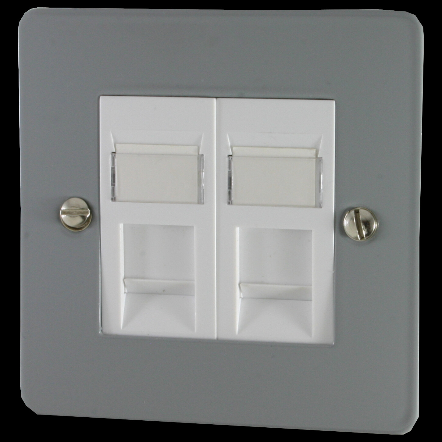 G+H Flat light grey RJ45 Socket (White insert/2 Gang)