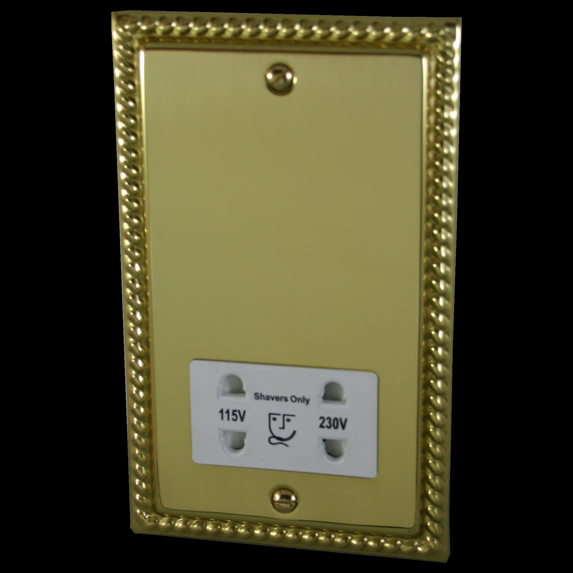 G+H Georgian Polished Brass Shaver Socket (White Insert)