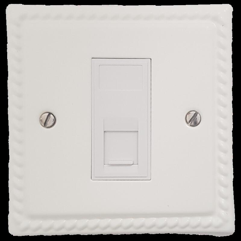 G+H Georgian White RJ45 Socket (White insert/1 Gang)