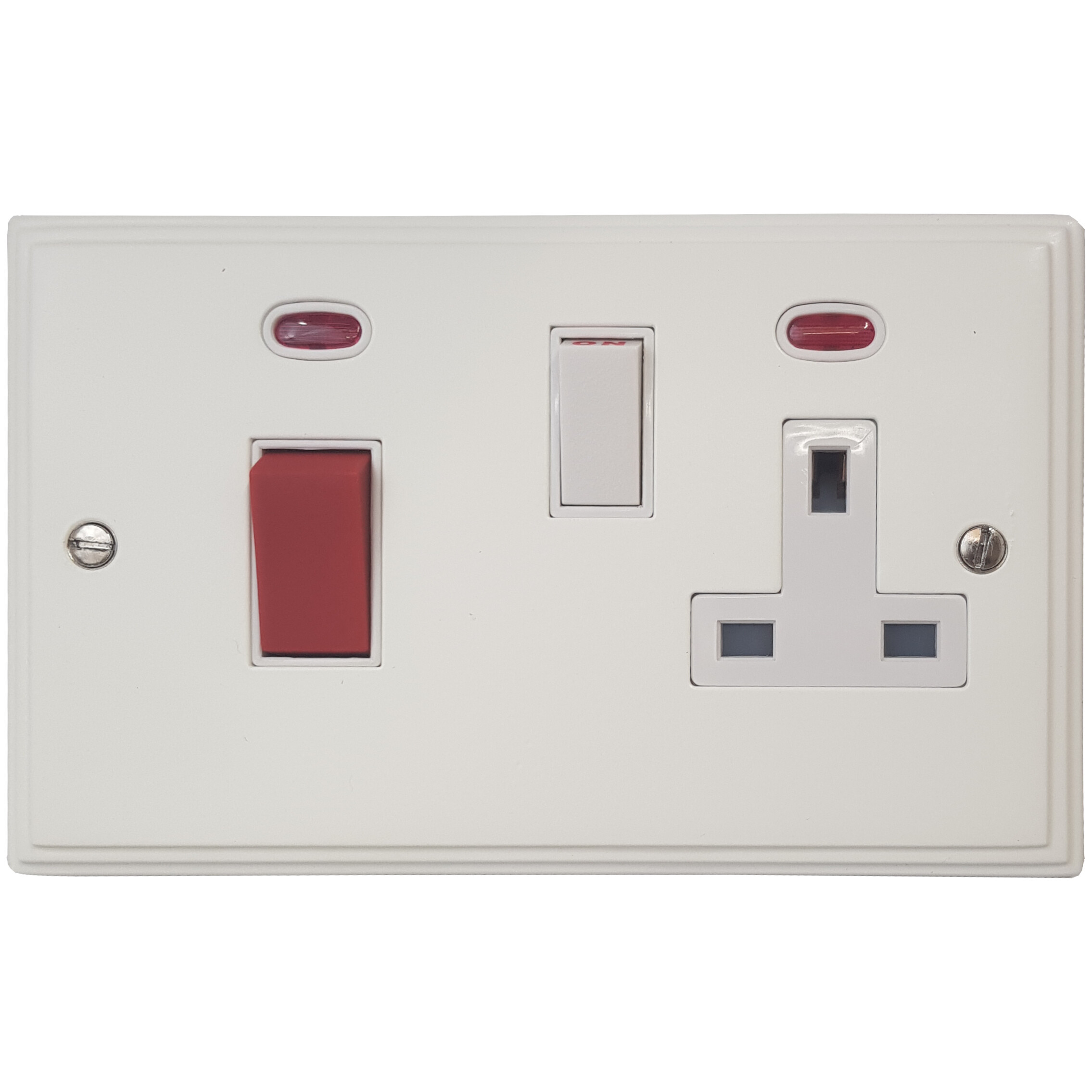 G+H Victorian White Red Cooker Switch with Socket from Socket Store