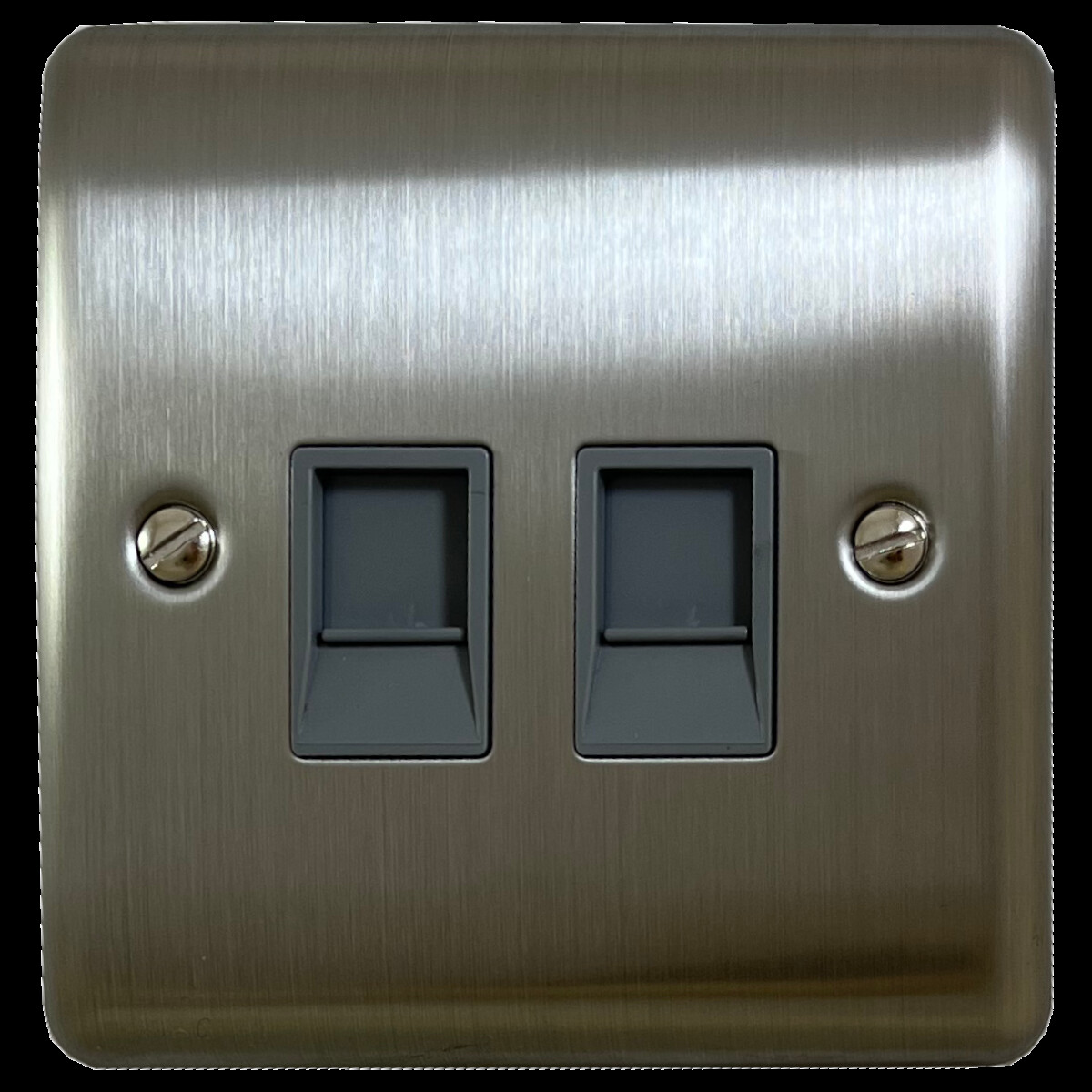 Brushed Steel RJ45 (2 Gang)