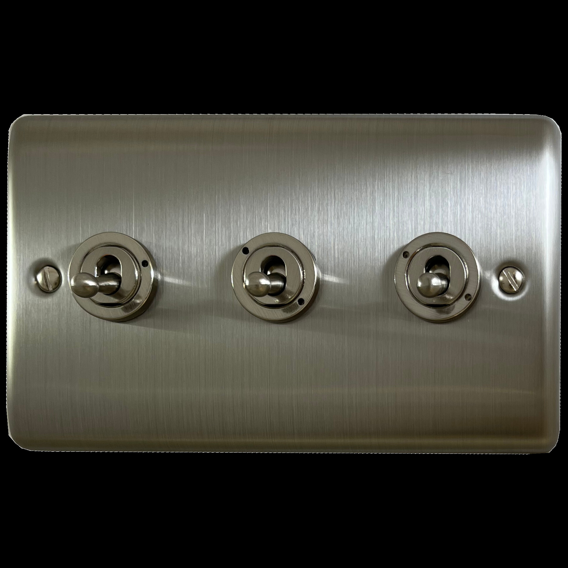Brushed Steel Toggle Switch (3 Gang)