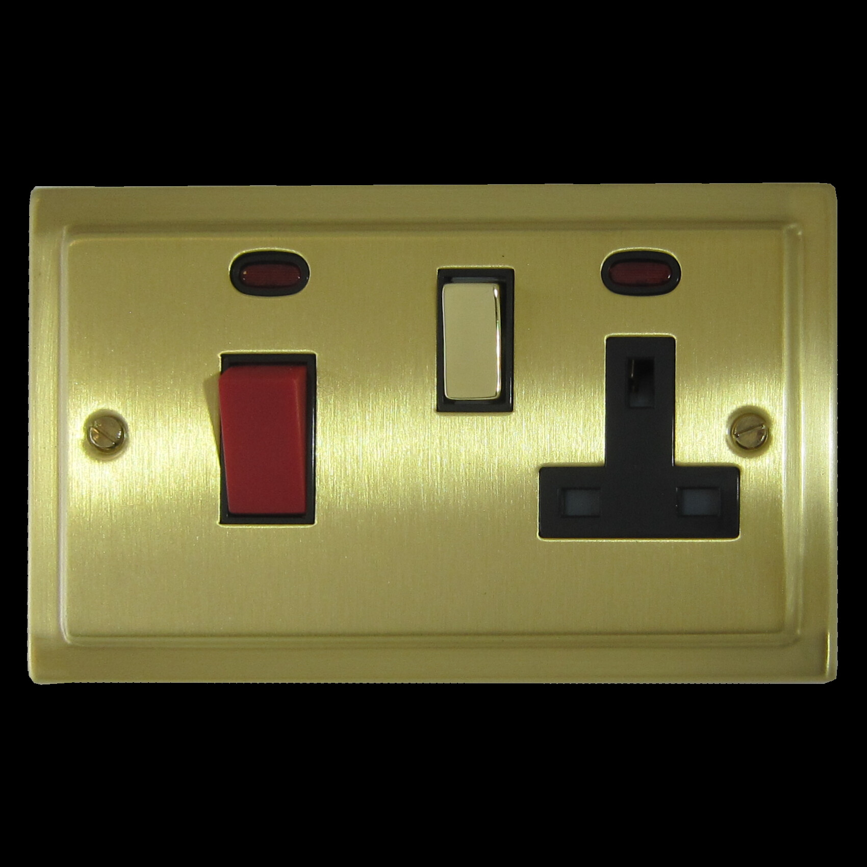 G+H Victorian Satin Brass Cooker Switch with Socket (Brass Switch)