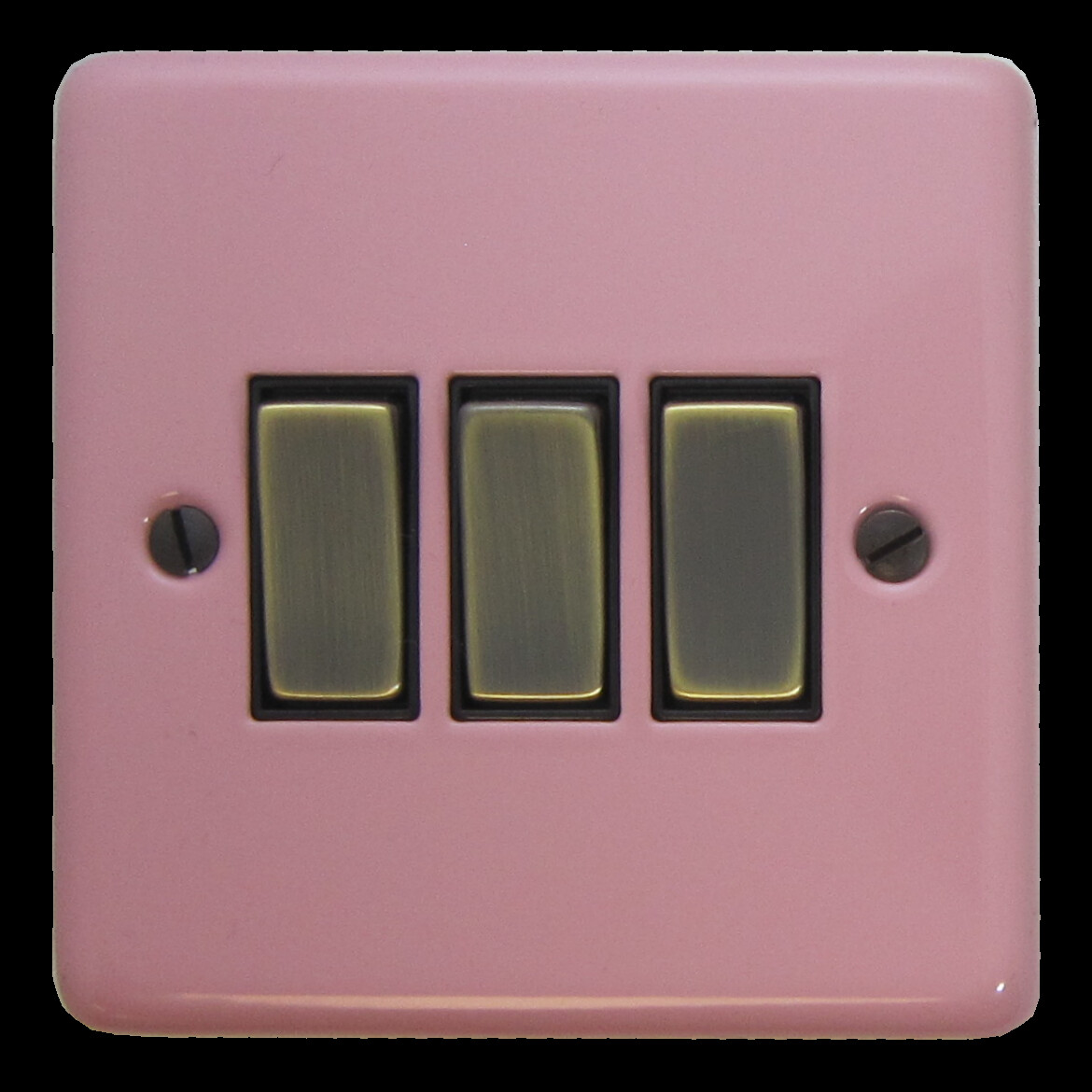 G+H Contour Gloss Pink Light Switch (3 Gang/Black Insert/Antique Brass ...