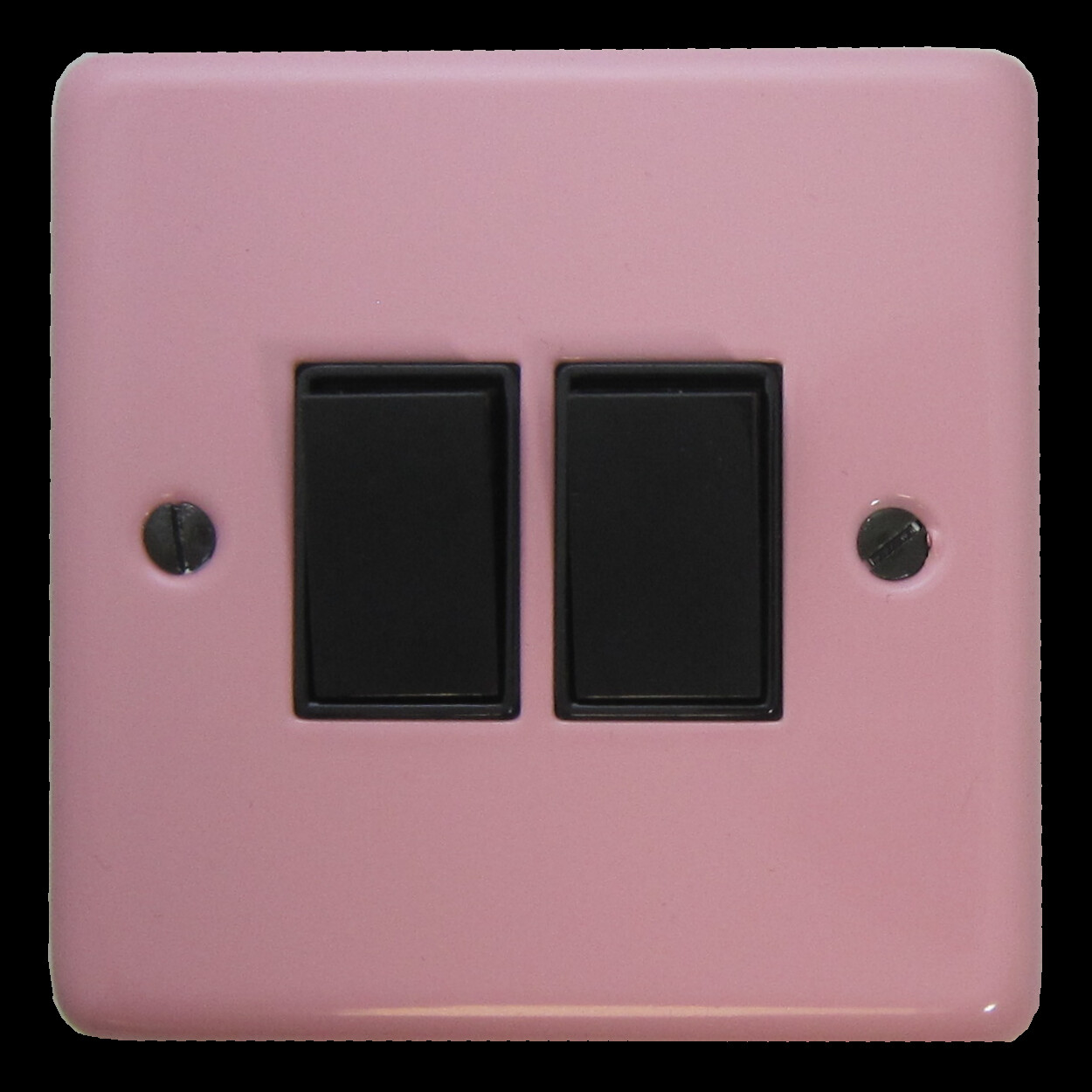 G+H Contour Gloss Pink Light Switch (2 Gang/Black Switches)